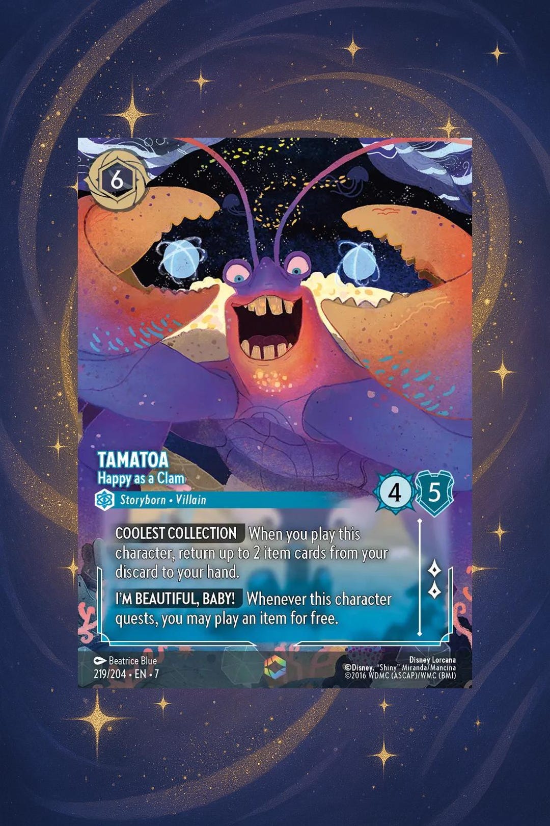 Tamatoa - Happy as a Clam Orica - TCG - Holo Card - Proxy Lorcana - Etsy
