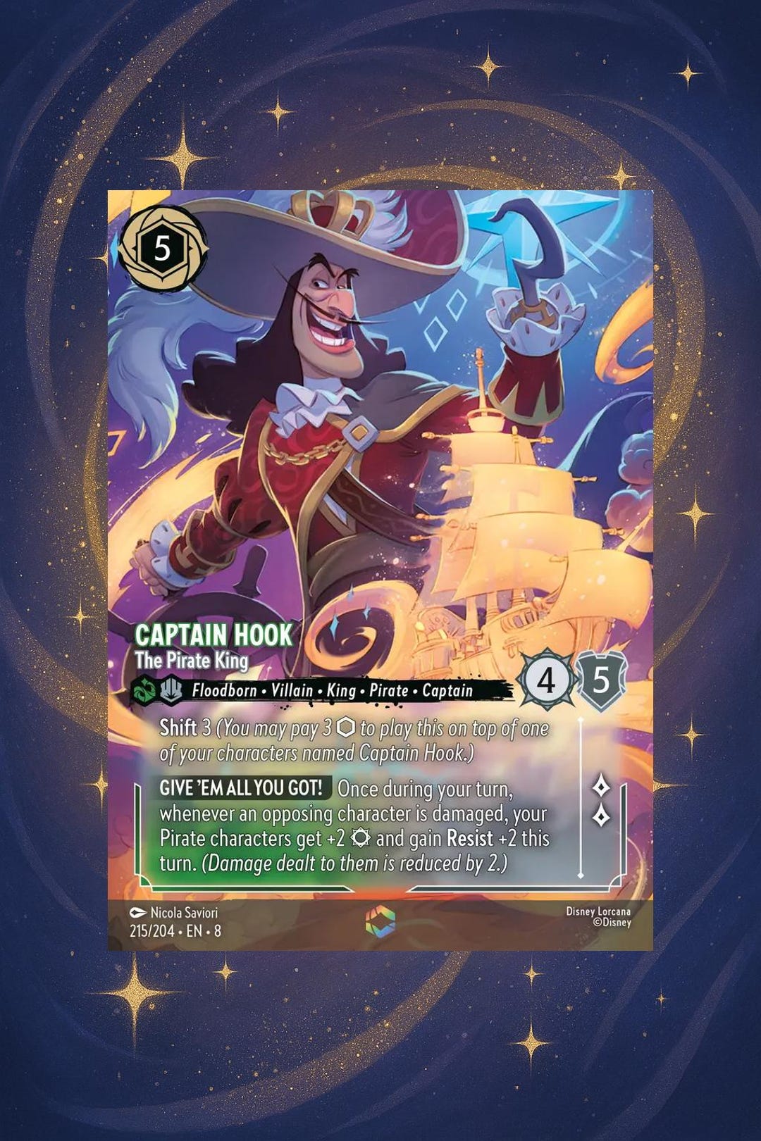 Captain Hook - the Pirate King Orica - TCG - Holo Card - Proxy Lorcana ...