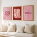 Groovy Valentine Poster Set, Preppy Room Decor, Pink Heart Wall Art ...