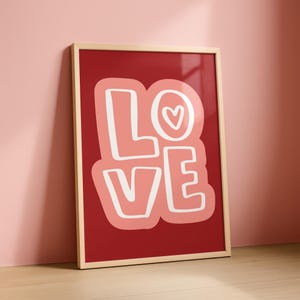 Groovy Valentine Poster Set, Preppy Room Decor, Pink Heart Wall Art ...