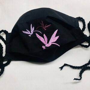 Handmade "dragonfly Embroidered" Cotton Face Mask Machine Washable ...