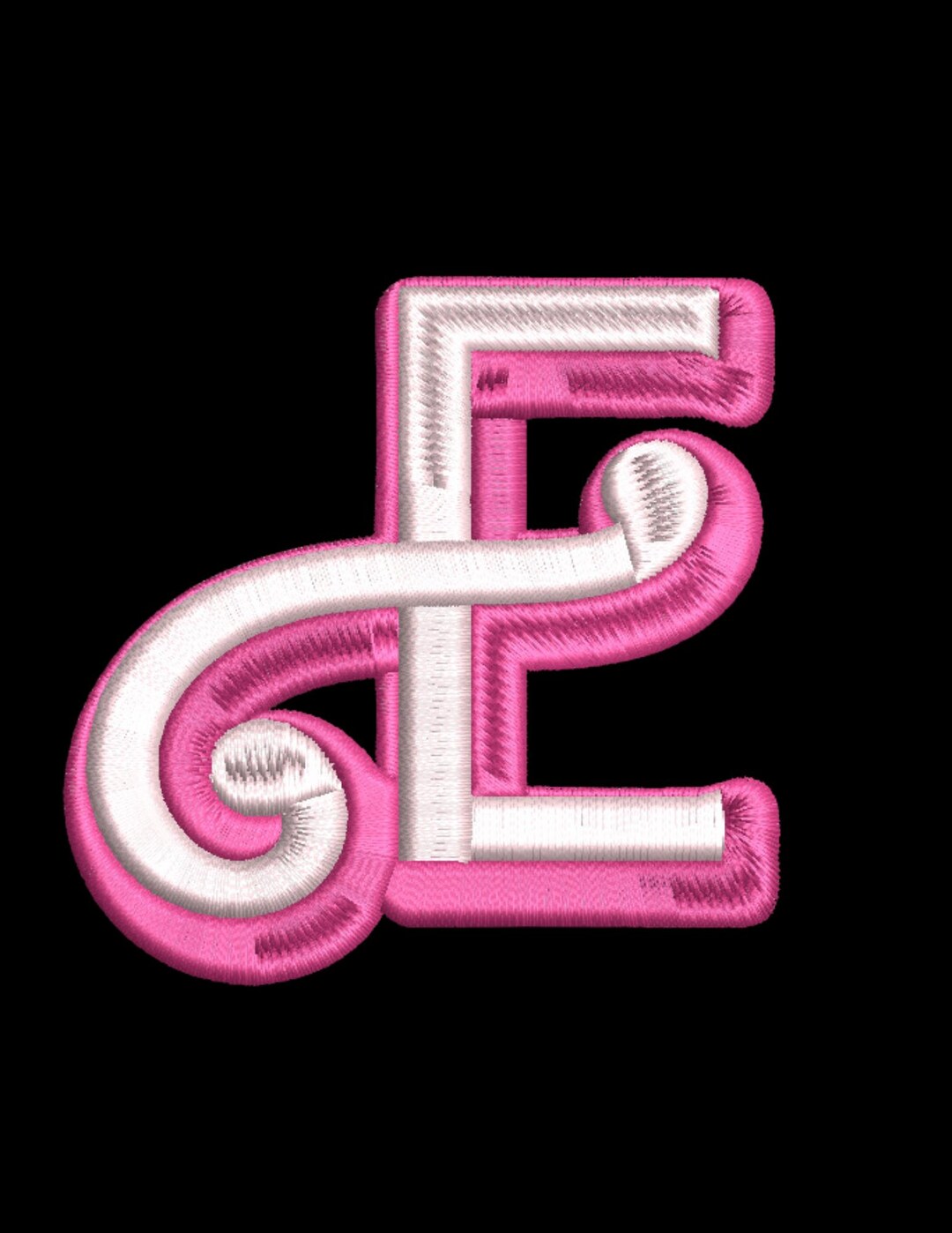 Girly Pink & White Letter E Embroidered Iron-on Patch or Sewing Patch ...