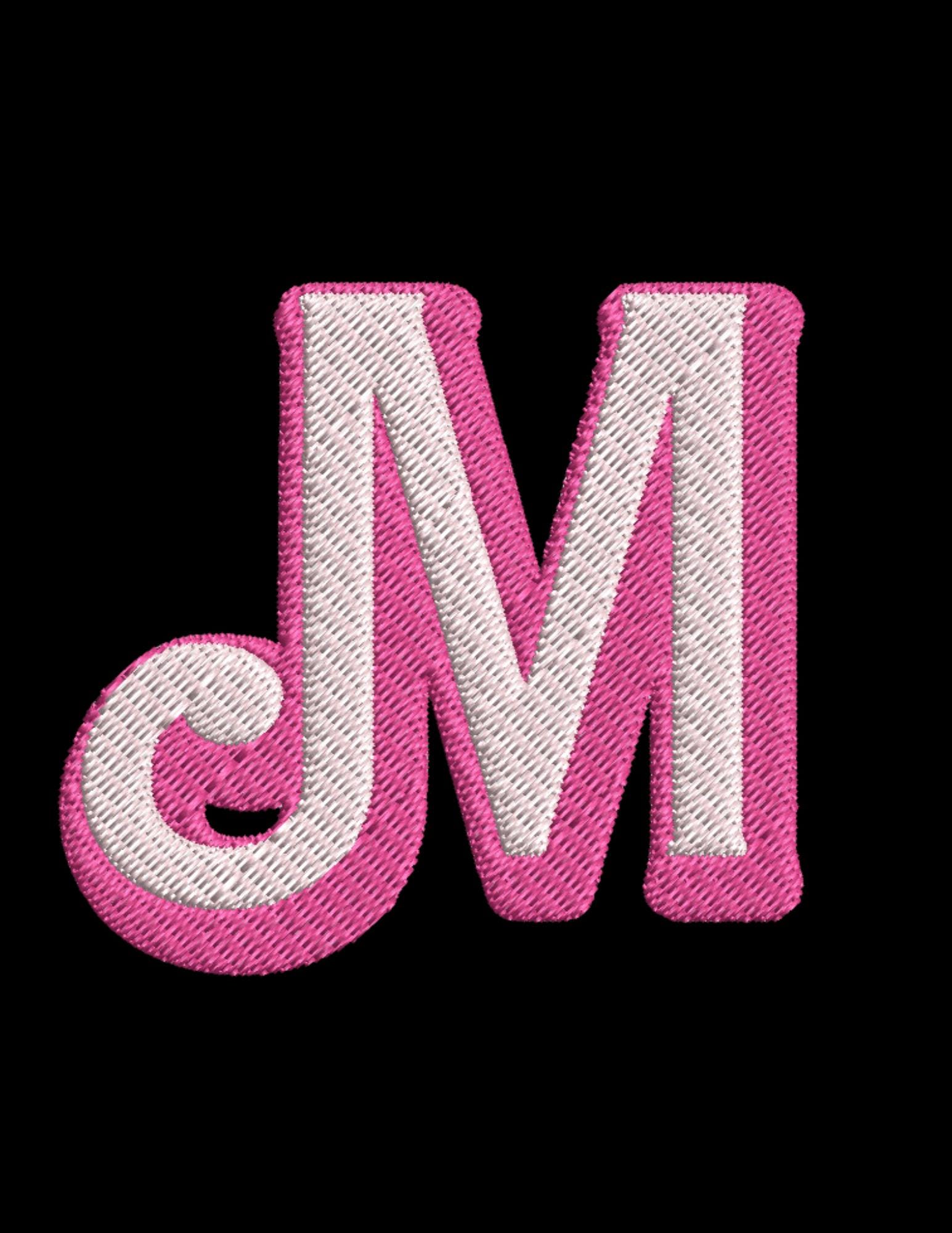 Girly Pink & White Letter M Embroidered Iron-on Patch or Sewing Patch ...