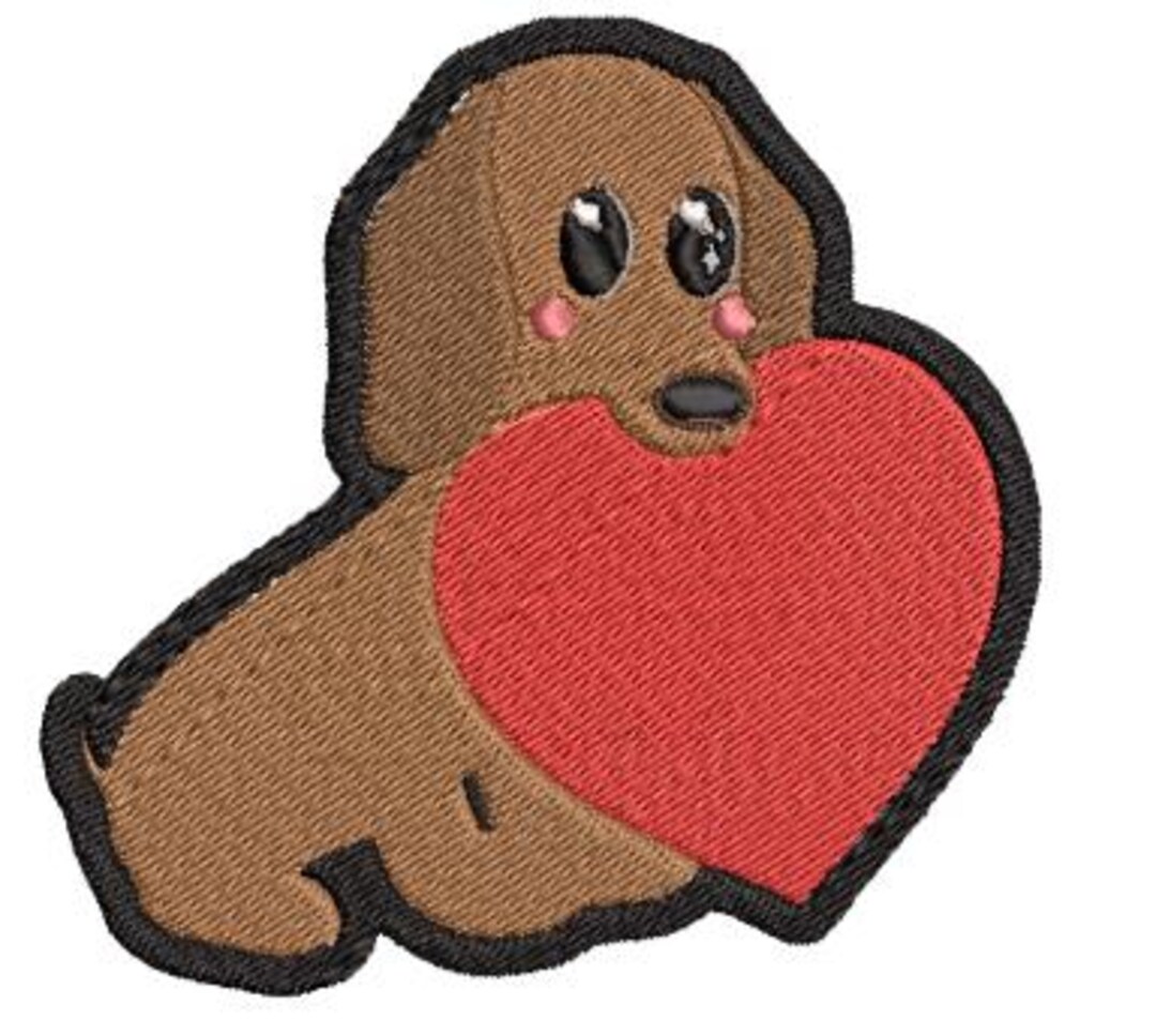 Dachshund Weiner Dog With Heart Love Valentines Embroidered Iron-on ...