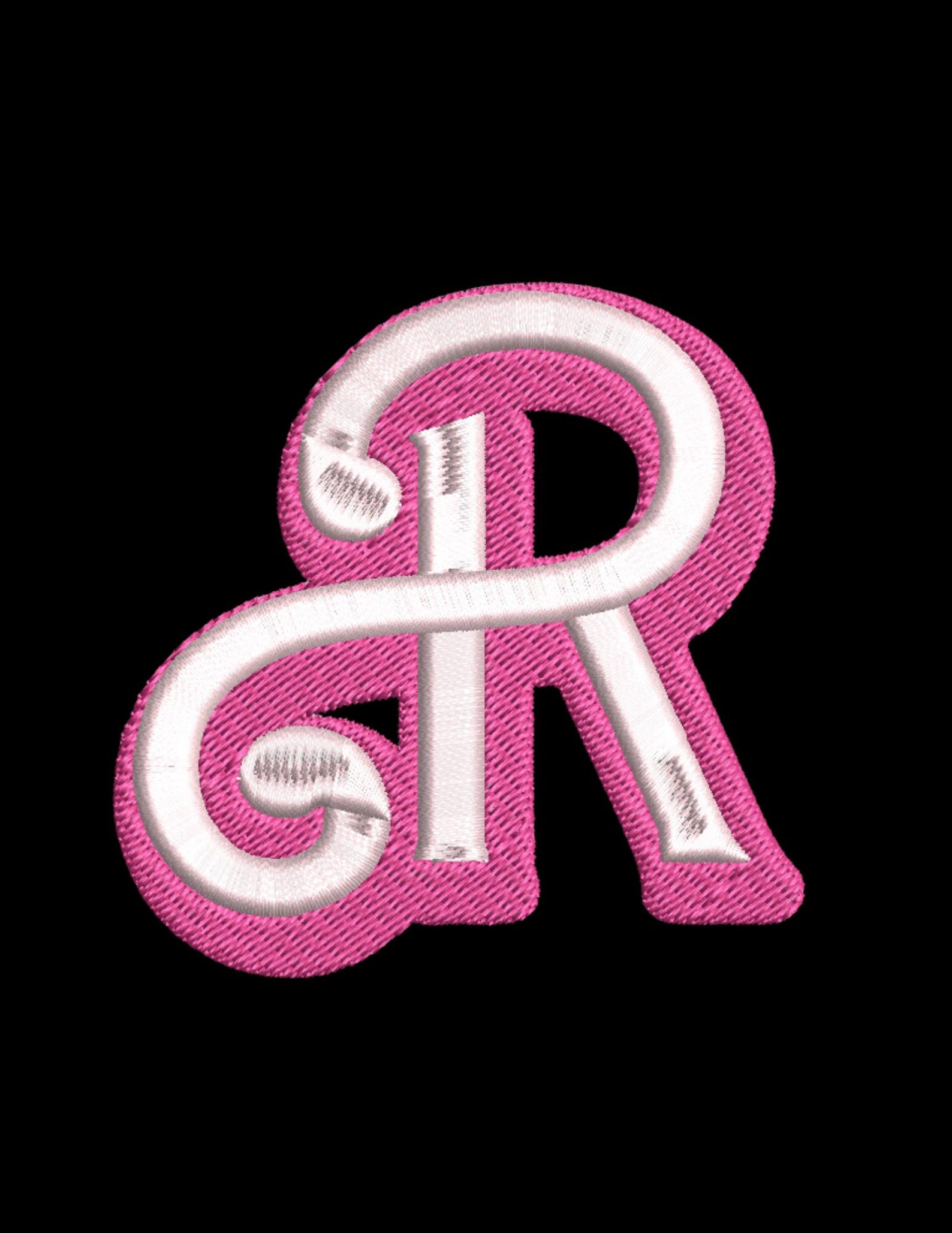 Girly Pink & White Letter R Embroidered Iron-on Patch or Sewing Patch ...