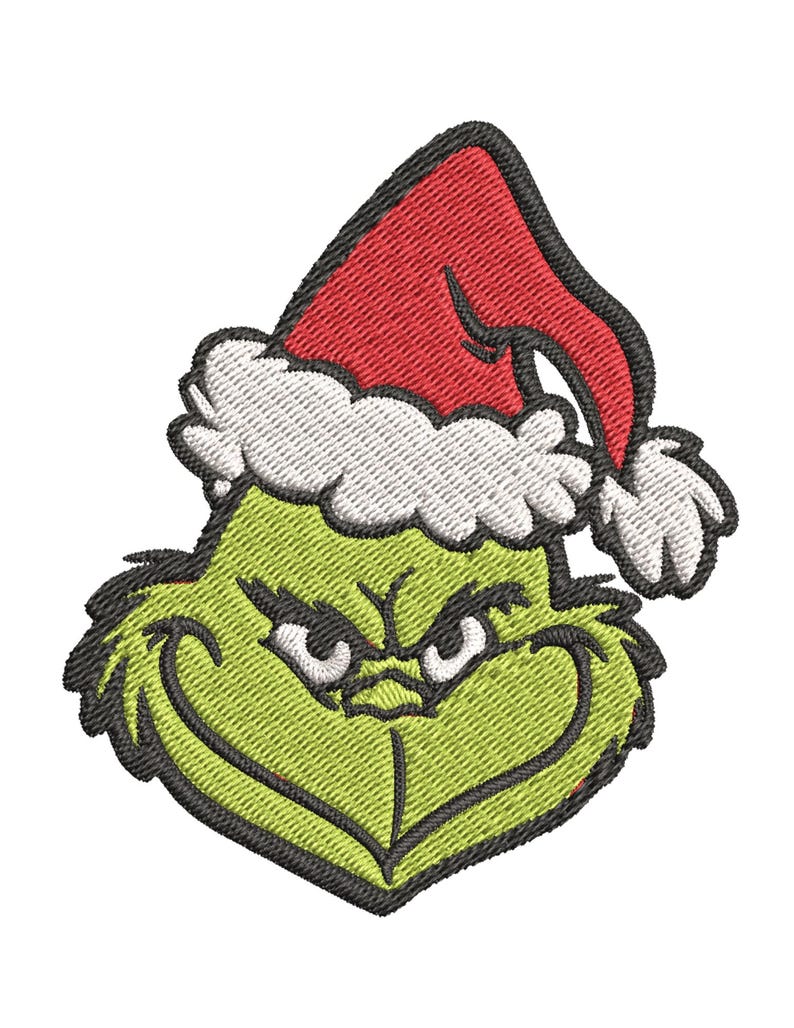 Embroidered Grinch Smirk Face Patch – Christmas Iron on Patch – 4x4 ...