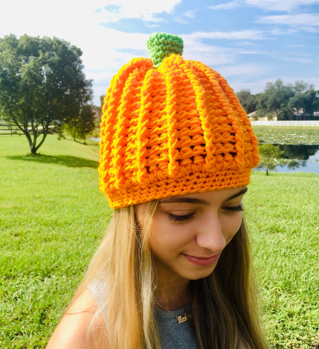 Handmade Crochet Fall Pumpkin Hat Machine Washable Custom Any Size - Etsy