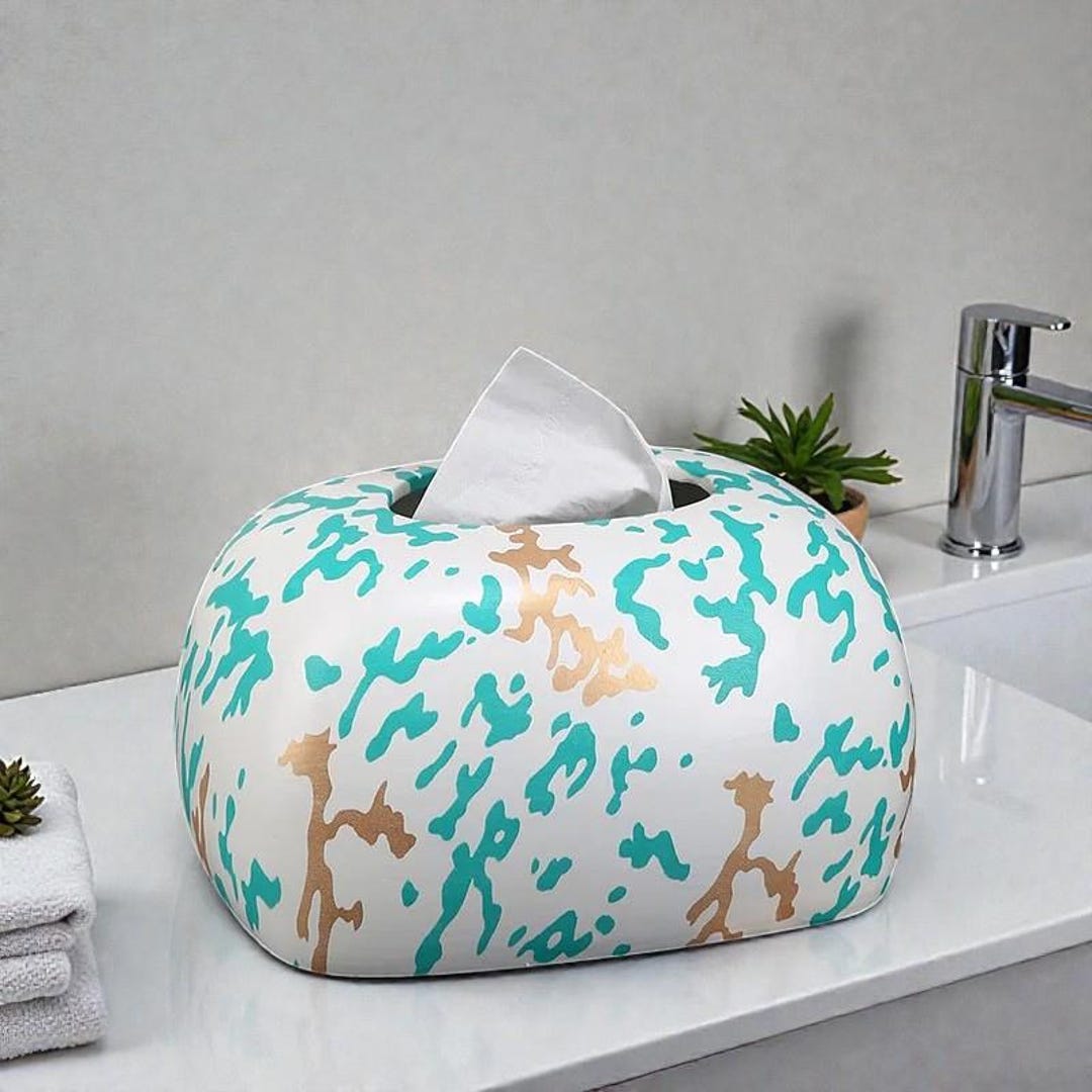 Decorative Ceramic Tissue Box Cover, Floral Tissue Holder, Bathroom ...