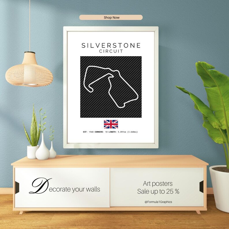 Silverstone F1 Poster | Formula 1 Track Poster | F1 Track Poster ...