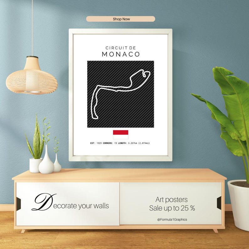 Monaco F1 Poster | Formula 1 Track Poster | F1 Track Poster | Formula 1 ...