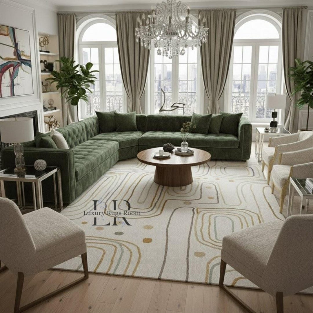 Hand Tufted Wool Rug Abstract Arch Design Modern Living Room Carpet ...