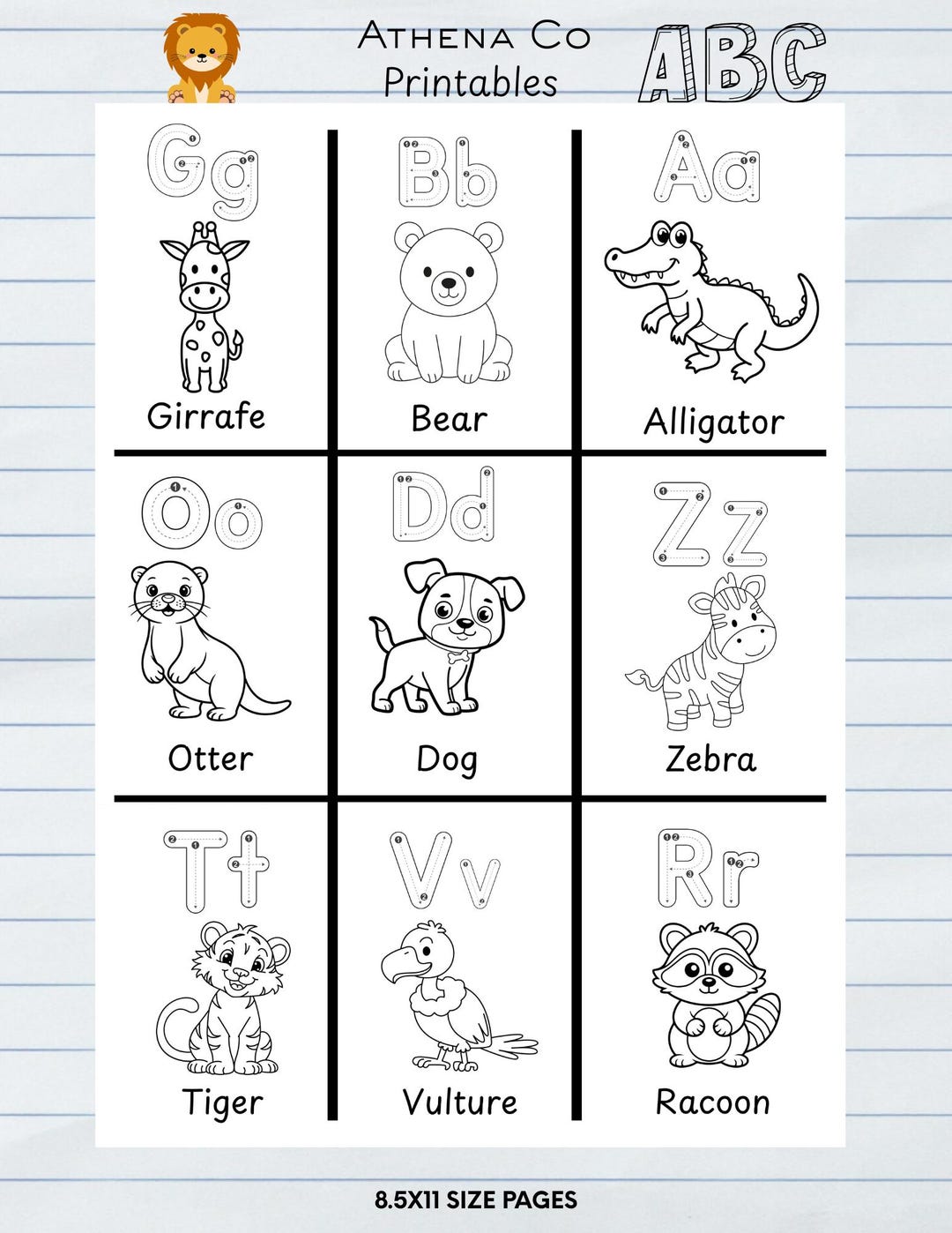 Animal ABC Coloring Pages for Kids (digital Download) - Etsy