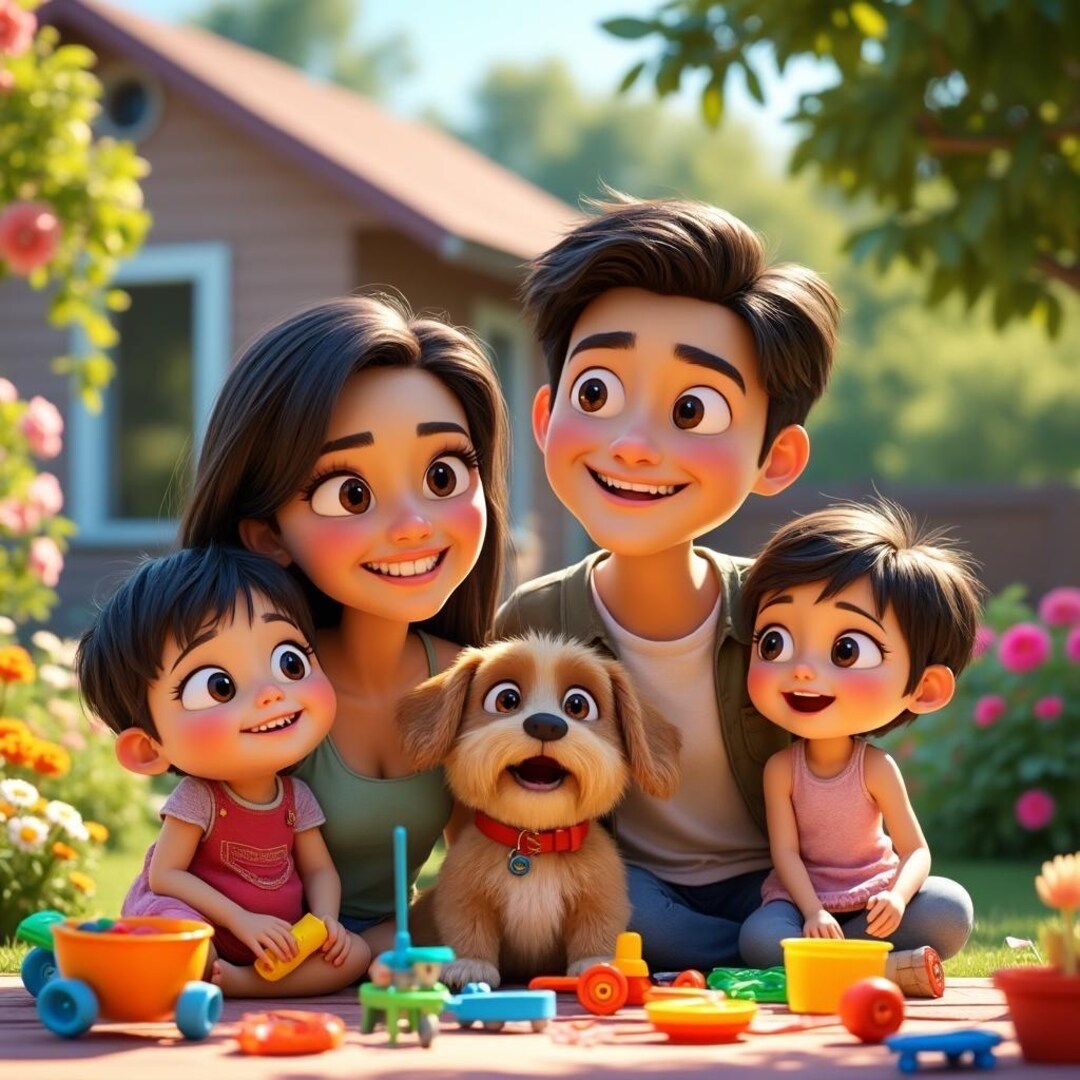 Pixar Animation Style Portrait From Photo, Couple, Family, Pet Gift ...