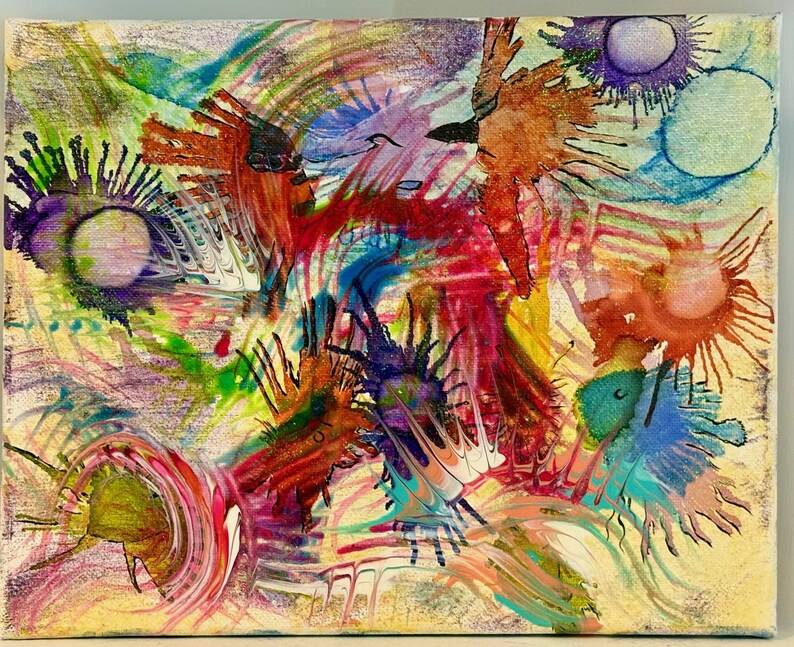 Carnival of Colors – Original One-of-a-kind 8x10 Abstract Canvas With ...