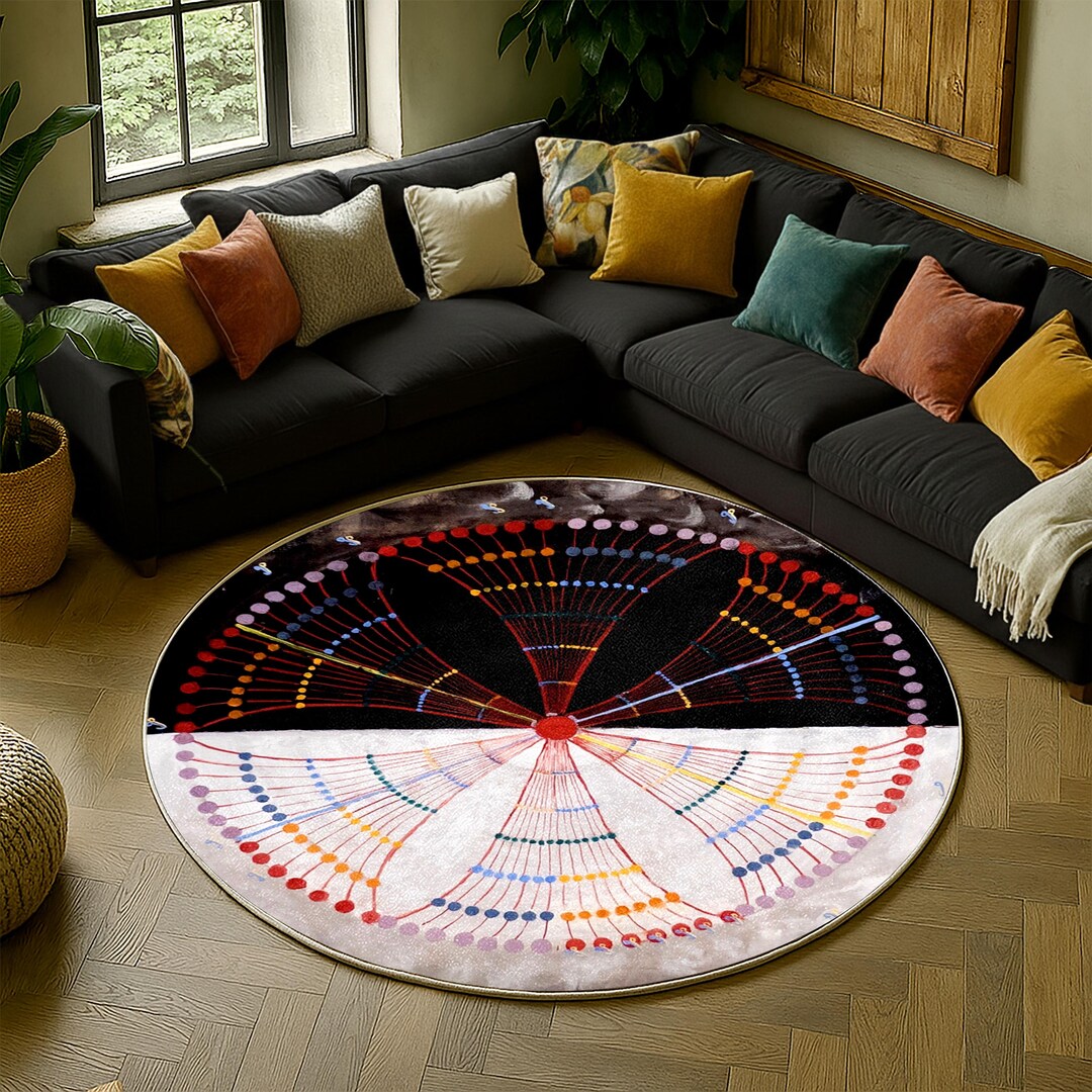 Hilma Af Klint Colorful Round Rug, Abstract Art Print Carpet, Spiritual ...