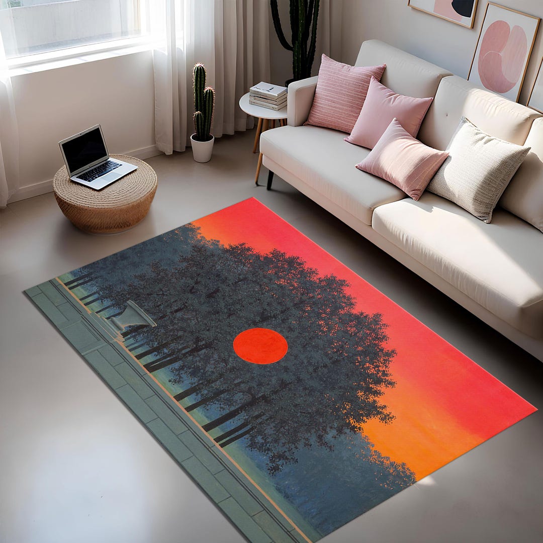 Rene Magritte Art Rug, Surrealist Sunset, Modern Home Decor - Etsy