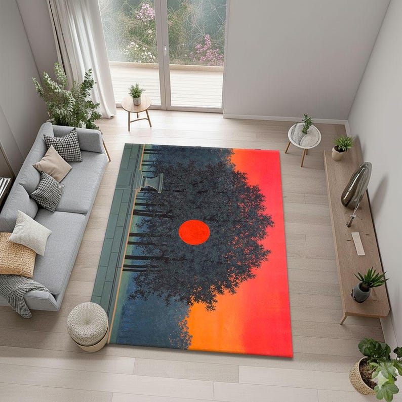Rene Magritte Art Rug, Surrealist Sunset, Modern Home Decor - Etsy