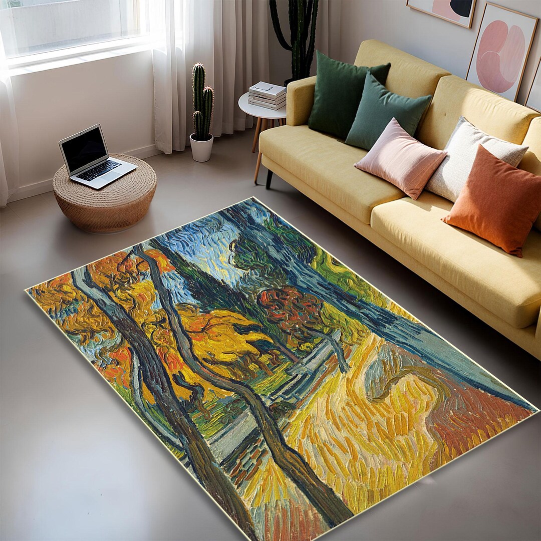 Van Gogh Arbres Garden Rug, Impressionist Living Room Decor, Art Decor ...