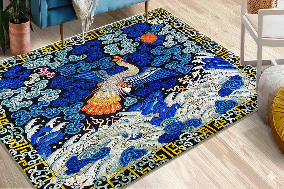 Qing Dynasty Rank Badge Rug, Vintage Embroidery Print Carpet - Etsy