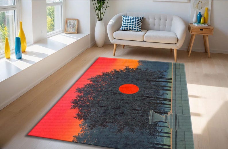 Rene Magritte Art Rug, Surrealist Sunset, Modern Home Decor - Etsy