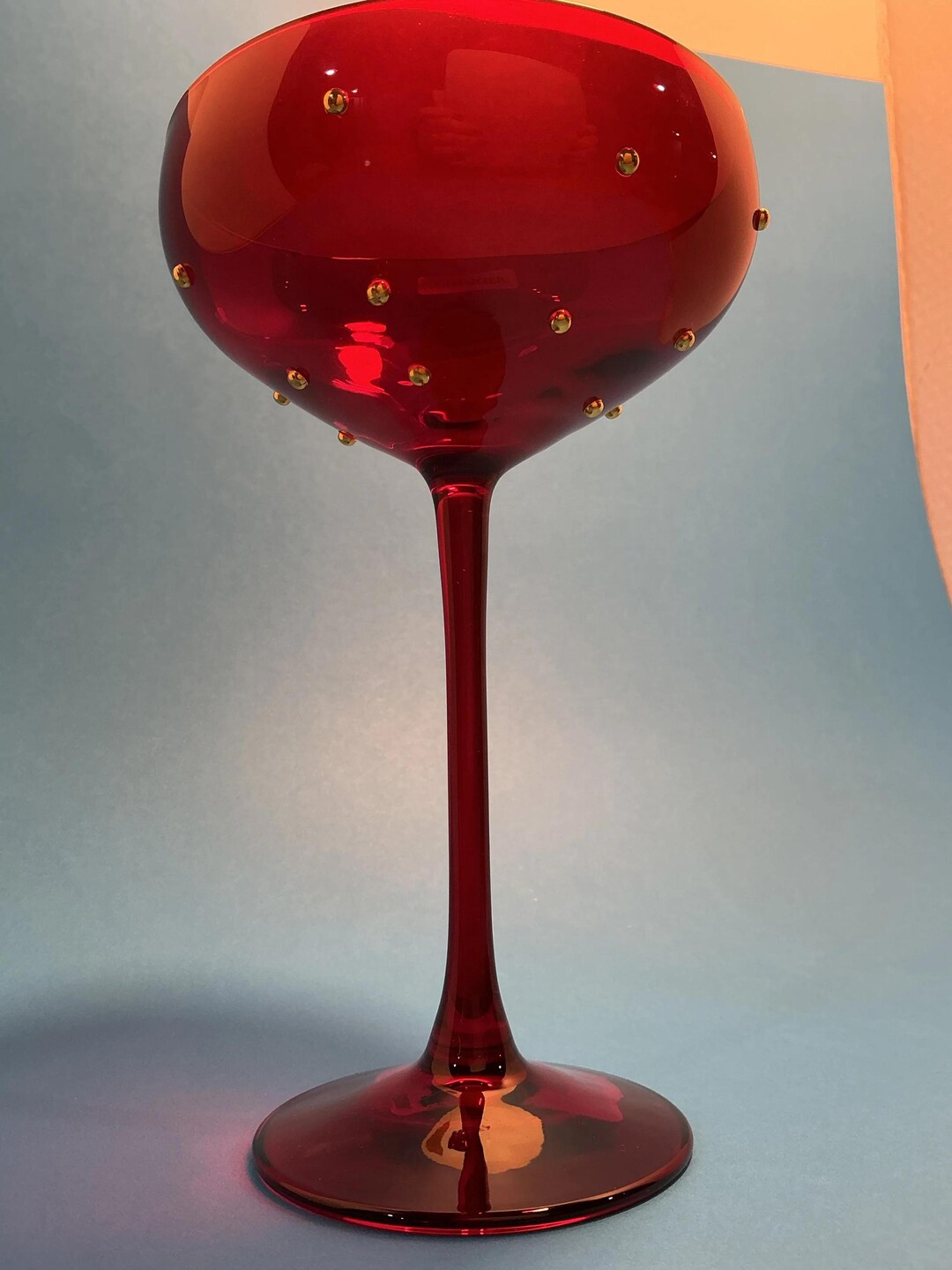 Godinger Champagne Red Coupe Glass With Gold Beading Set of 2 - Etsy