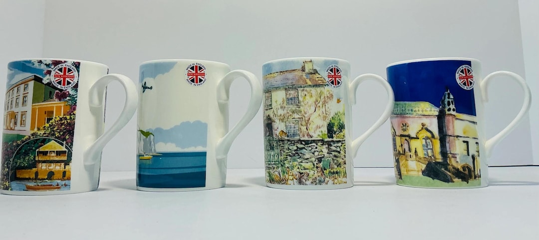 National Trust Fine Bone China Mugs Set, Made in England, Landmark ...