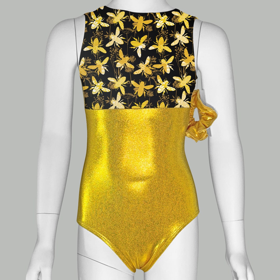 Bee Leotard for Gymnastics or Dance, Yellow Girls Leotard by AERO ...