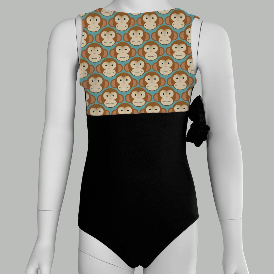 Monkey Gymnastics Leotard: Girls Dance Costume With Scrunchie - Etsy