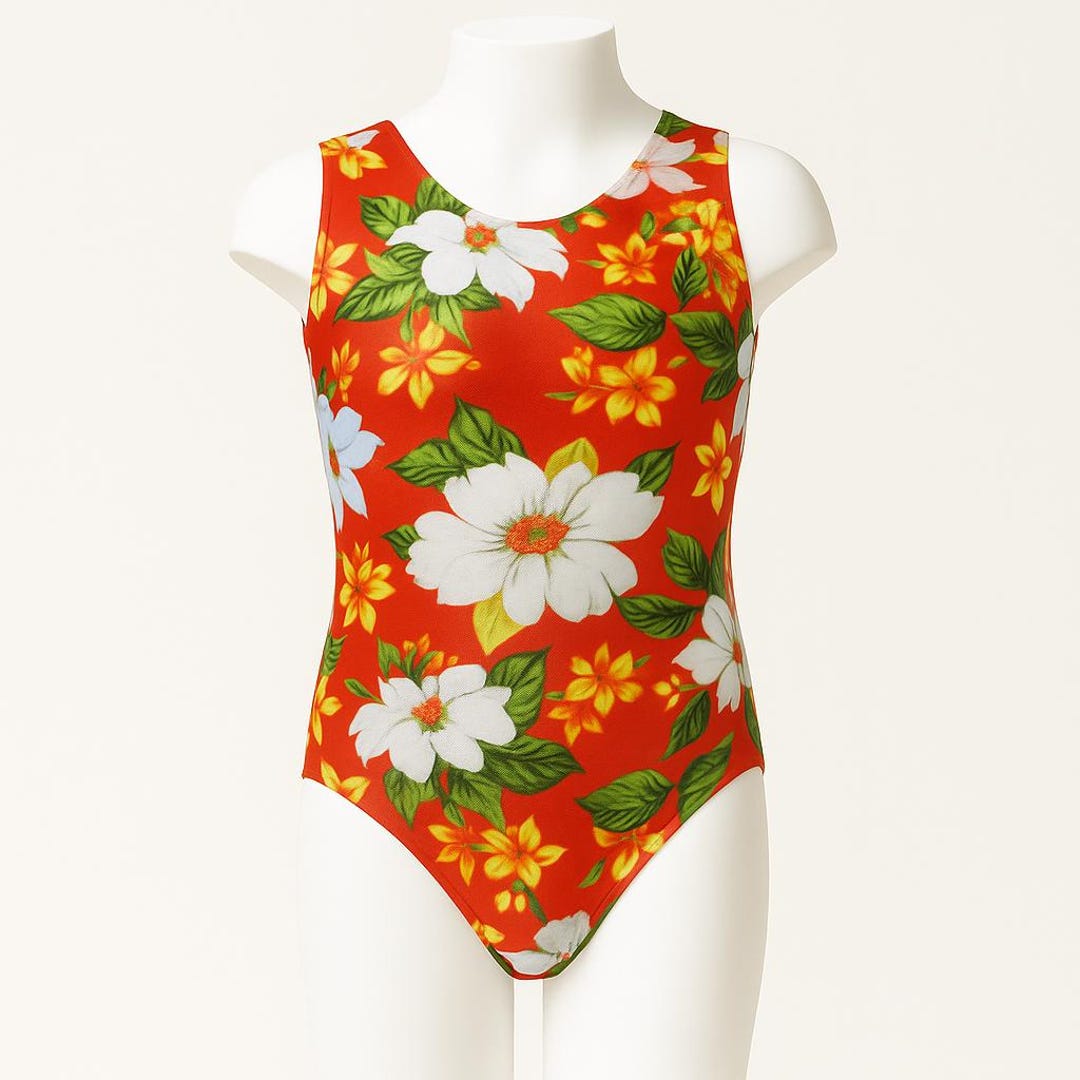 Tropical Floral Gymnastics Leotard: Girls Dance Bodysuit With Scrunchie ...