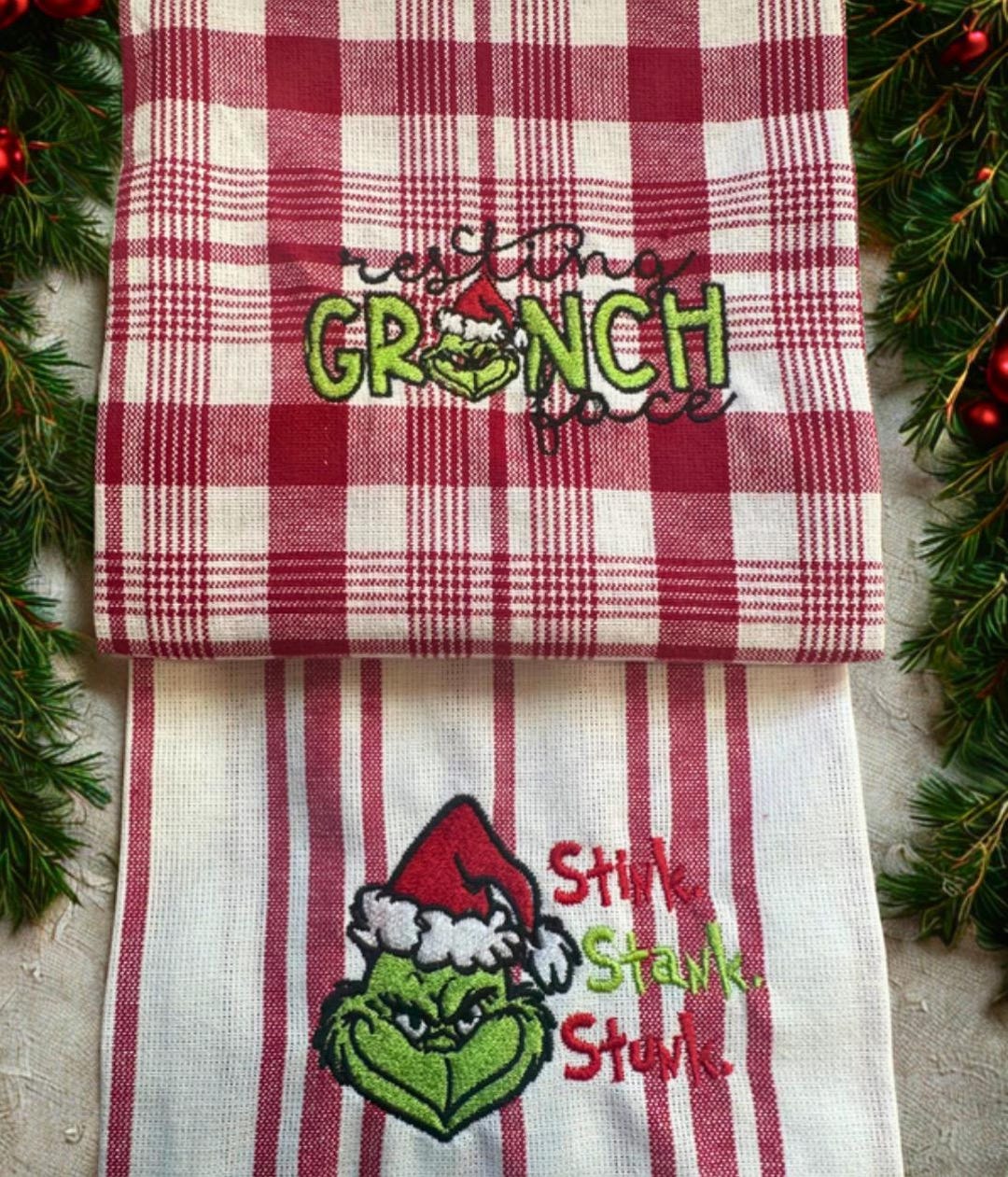 Grinch Embroidered Cotton Kitchen Towels - Set of 2 - Etsy