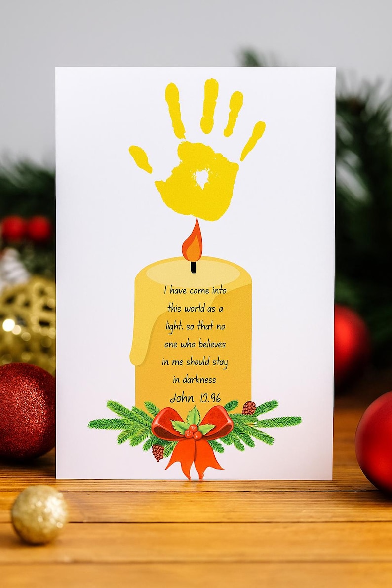 Christmas Candle Handprint Craft - Etsy