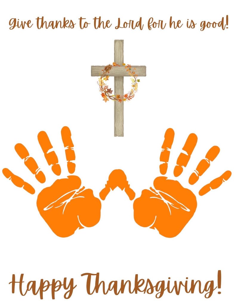 Give Thanks Handprint Digital Craft - Etsy