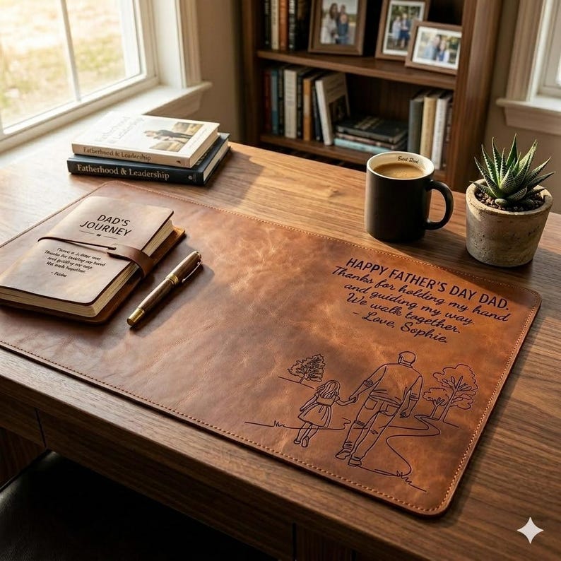 Leather Desk Mat, Custom Initial Logo Engraving, Office Desk Pad for ...