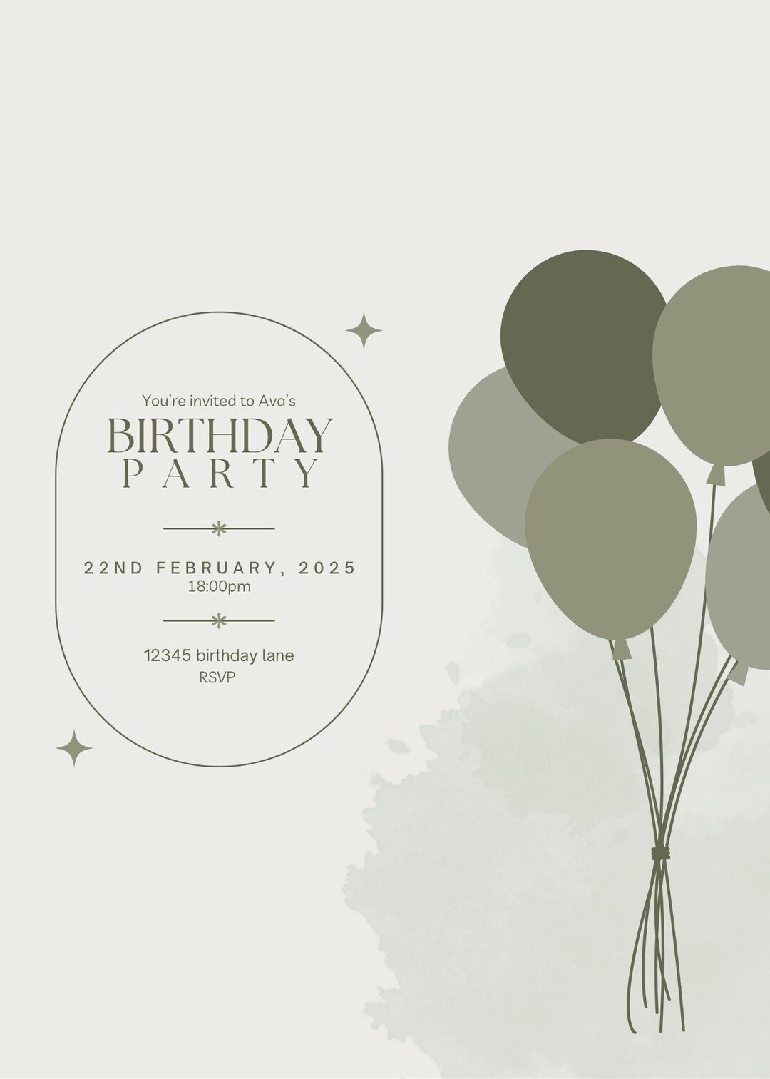 Green/pink Simple Cute Ballon Birthday Invite - Etsy