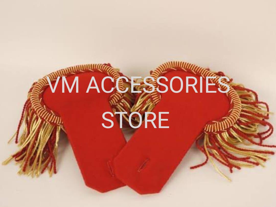 Red & Gold Fringe Epaulettes | Military Parade Uniform Accessory Pair ...