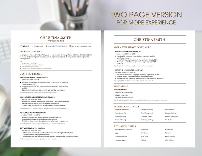Ats-friendly Resume Template for Canva | Editable Resume + Cover Letter ...