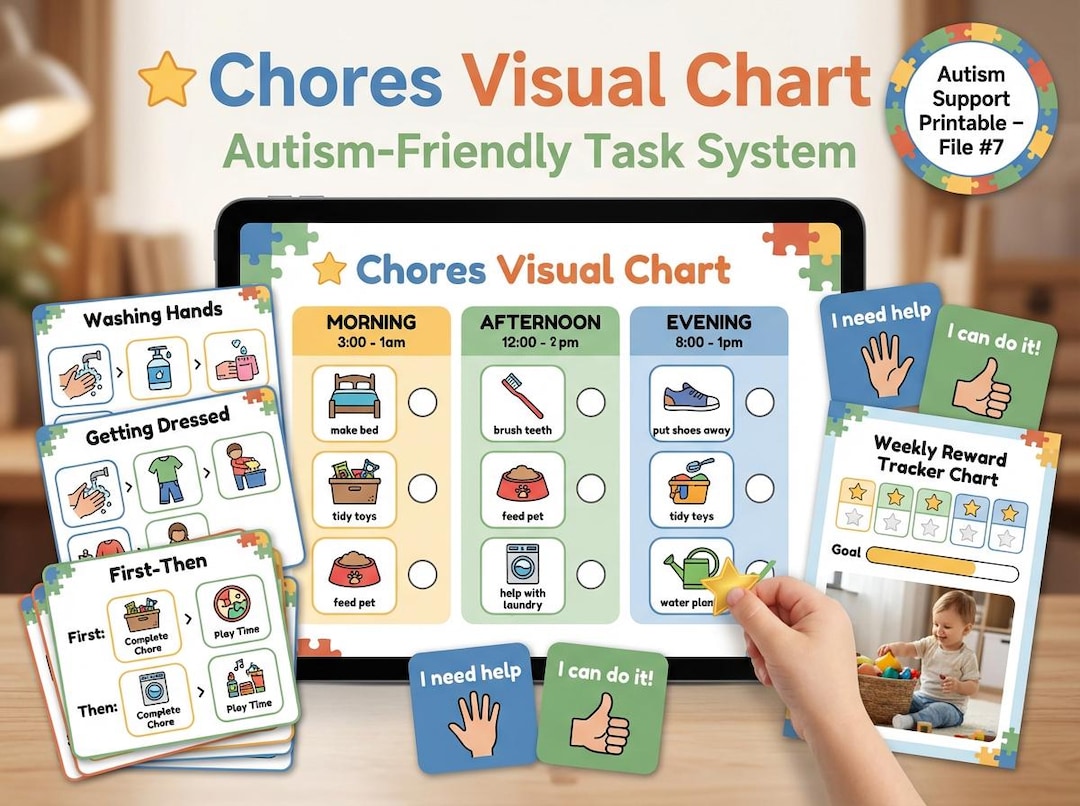 Chores Visual Chart for Kids | Autism-friendly Routine System ...