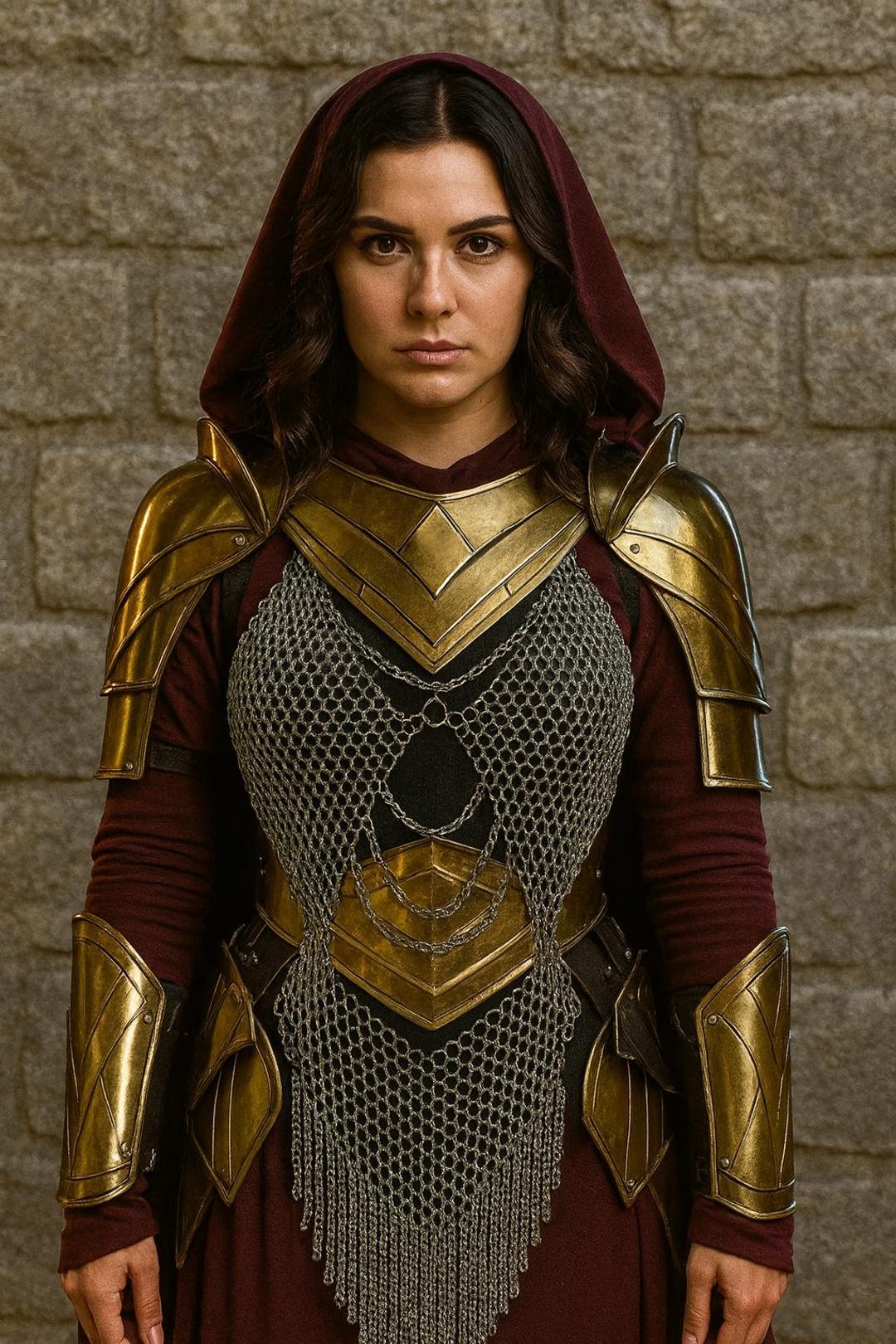 Gold Chainmail & Plate Armor Set for Women | Medieval LARP Costume ...
