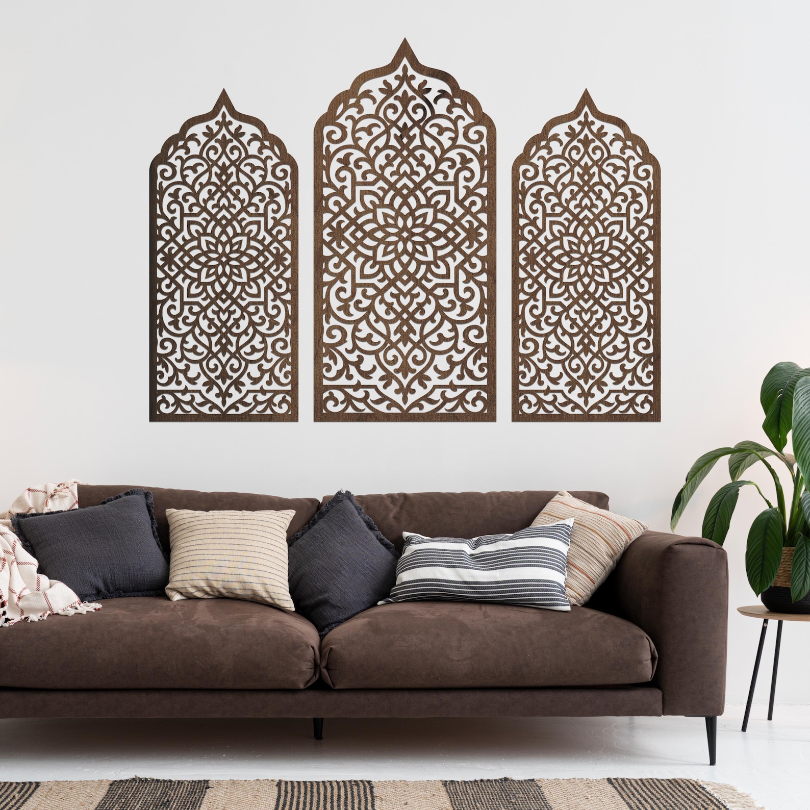 Moroccan Wood Panel Set, Lattice Decorative Panels, Arabic Windows Wall ...