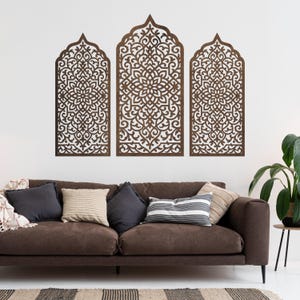 Moroccan Wood Panel Set, Lattice Decorative Panels, Arabic Windows Wall ...