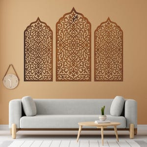 Moroccan Wood Panel Set, Lattice Decorative Panels, Arabic Windows Wall ...