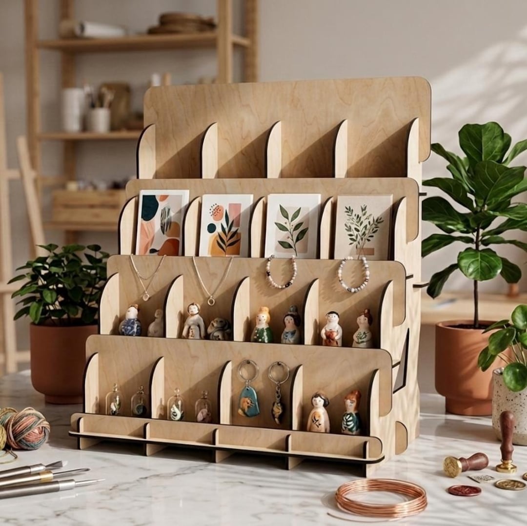 Wooden Craft Show Display, 4 Tier Display Stand, Wooden Display Stand ...