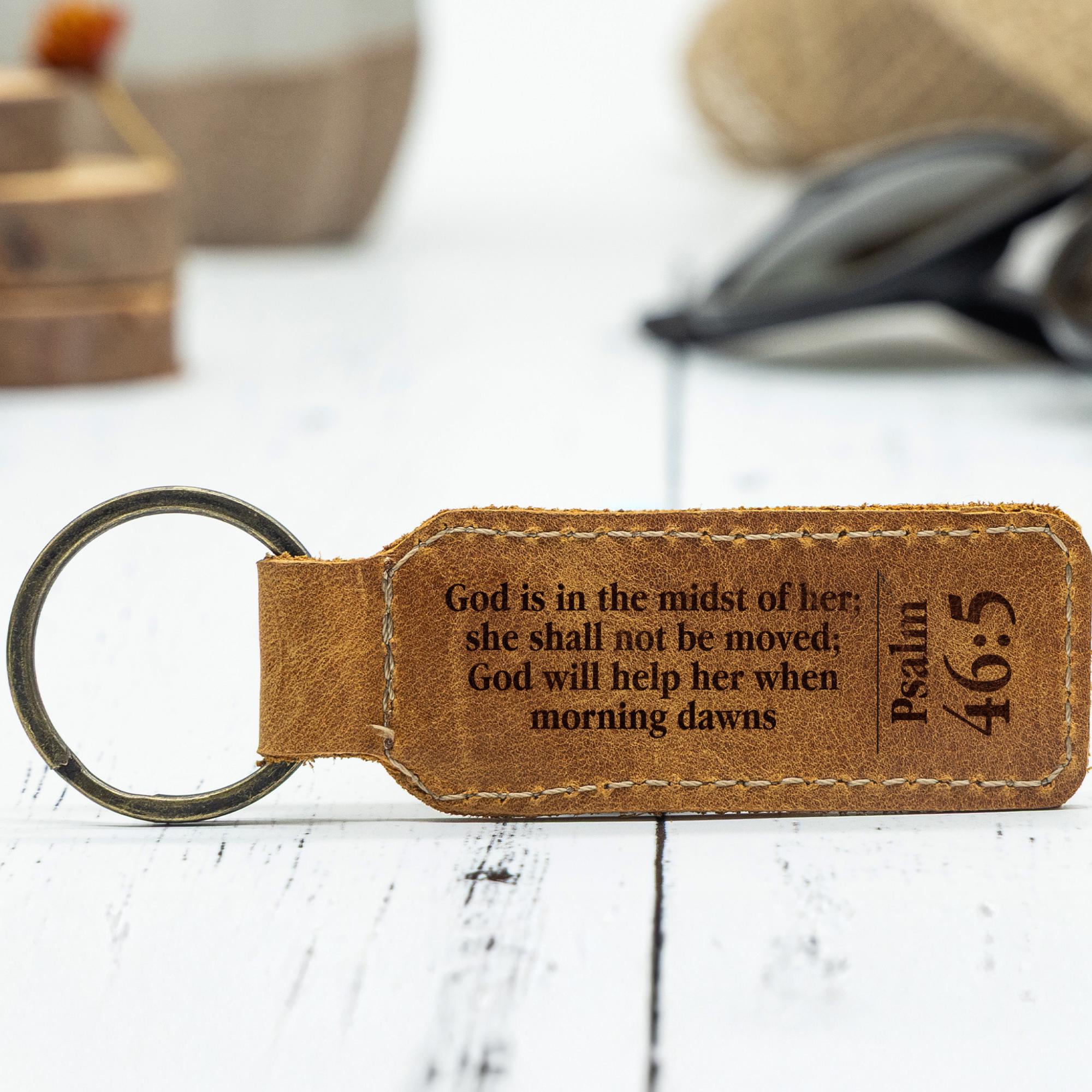 Bible Verse Keychain: Leather Faith Accessory (custom Engraving ...
