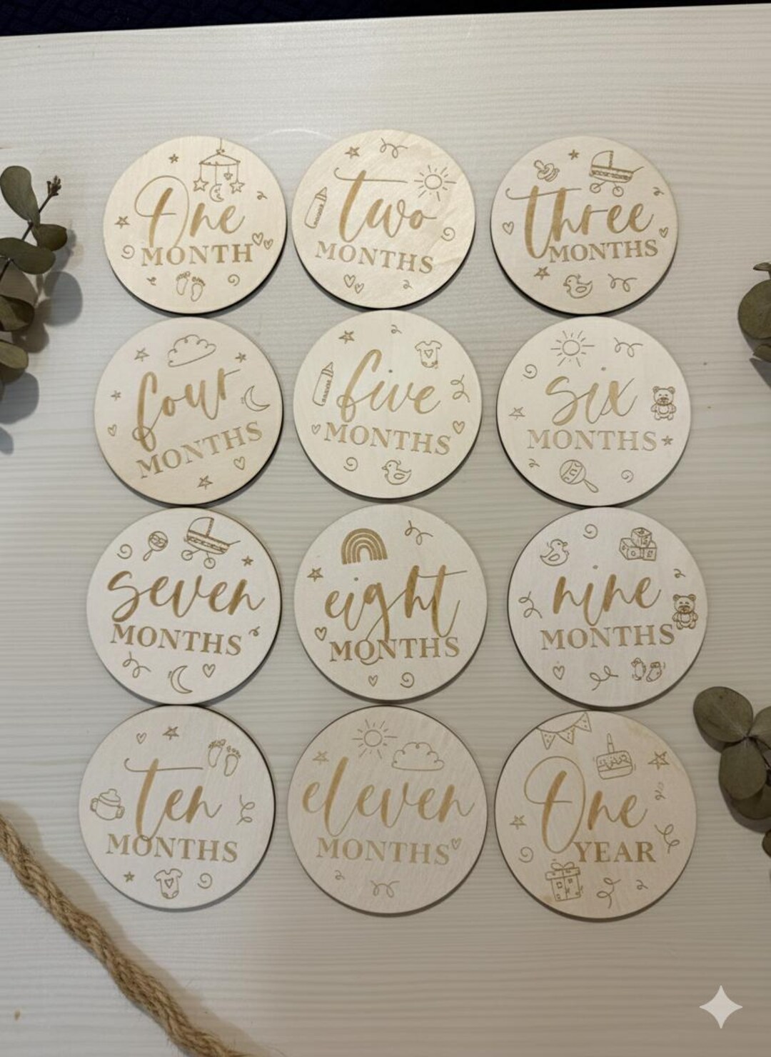 Baby Milestone Wooden Discs, Newborn Photo Props, Monthly Age ...