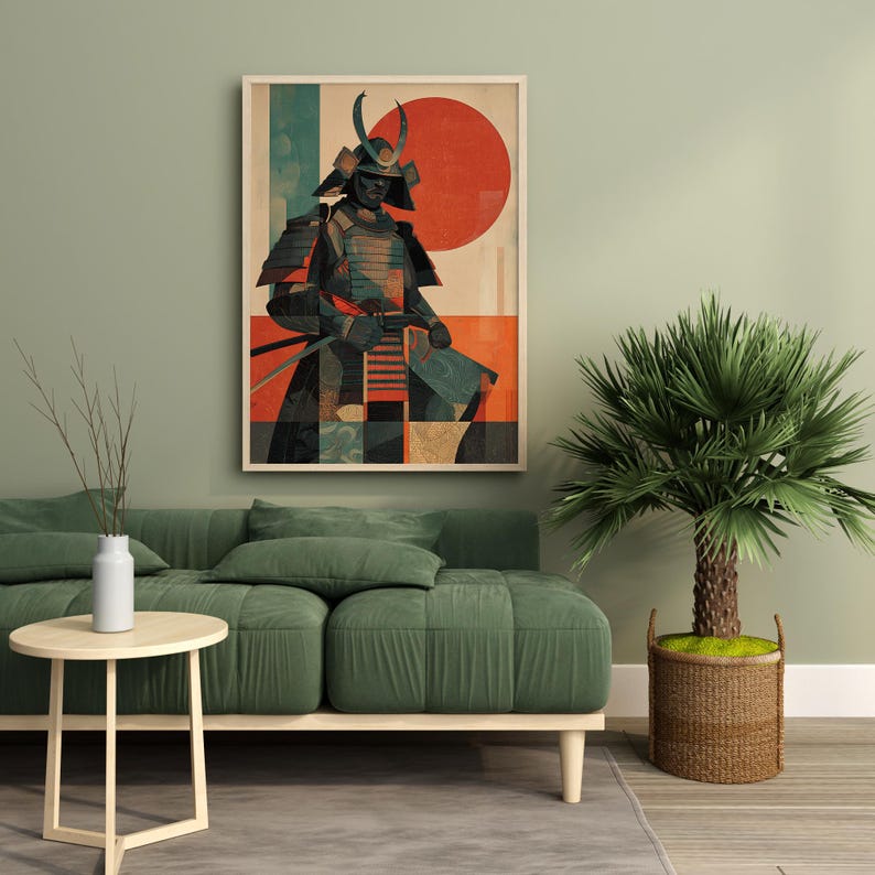 Samurai Mid-century Modern Art Print (digital Download) - Etsy Canada