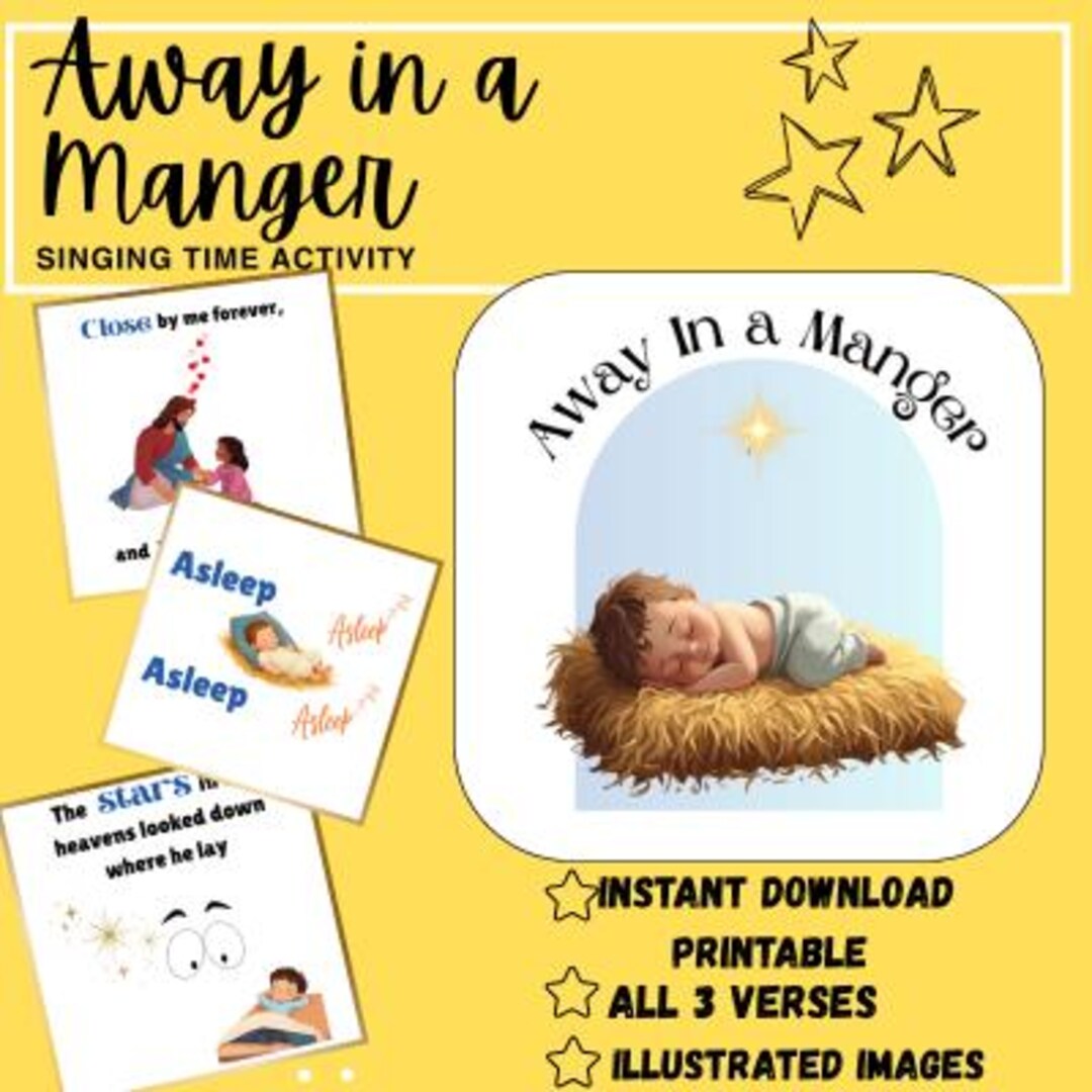 Away in a Manger Instant Download Printable Primary Singing Time Song ...