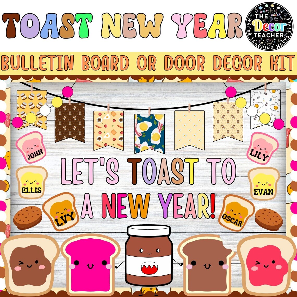 Toast to the New Year Bulletin Board Kit | Fun Classroom Door Decor ...