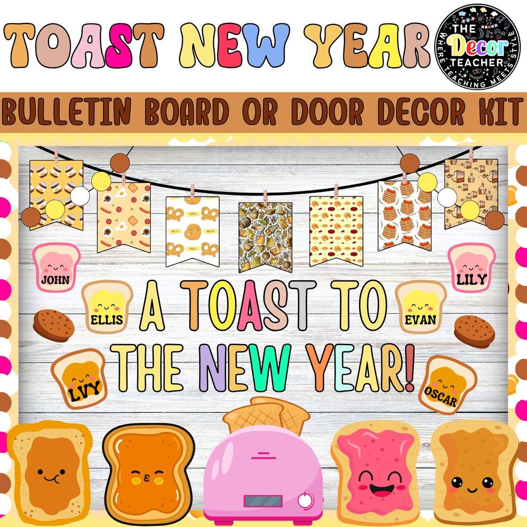Toast to the New Year Bulletin Board Kit | Fun Classroom Door Decor ...