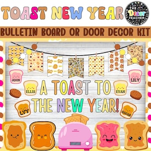 Toast to the New Year Bulletin Board Kit | Fun Classroom Door Decor ...
