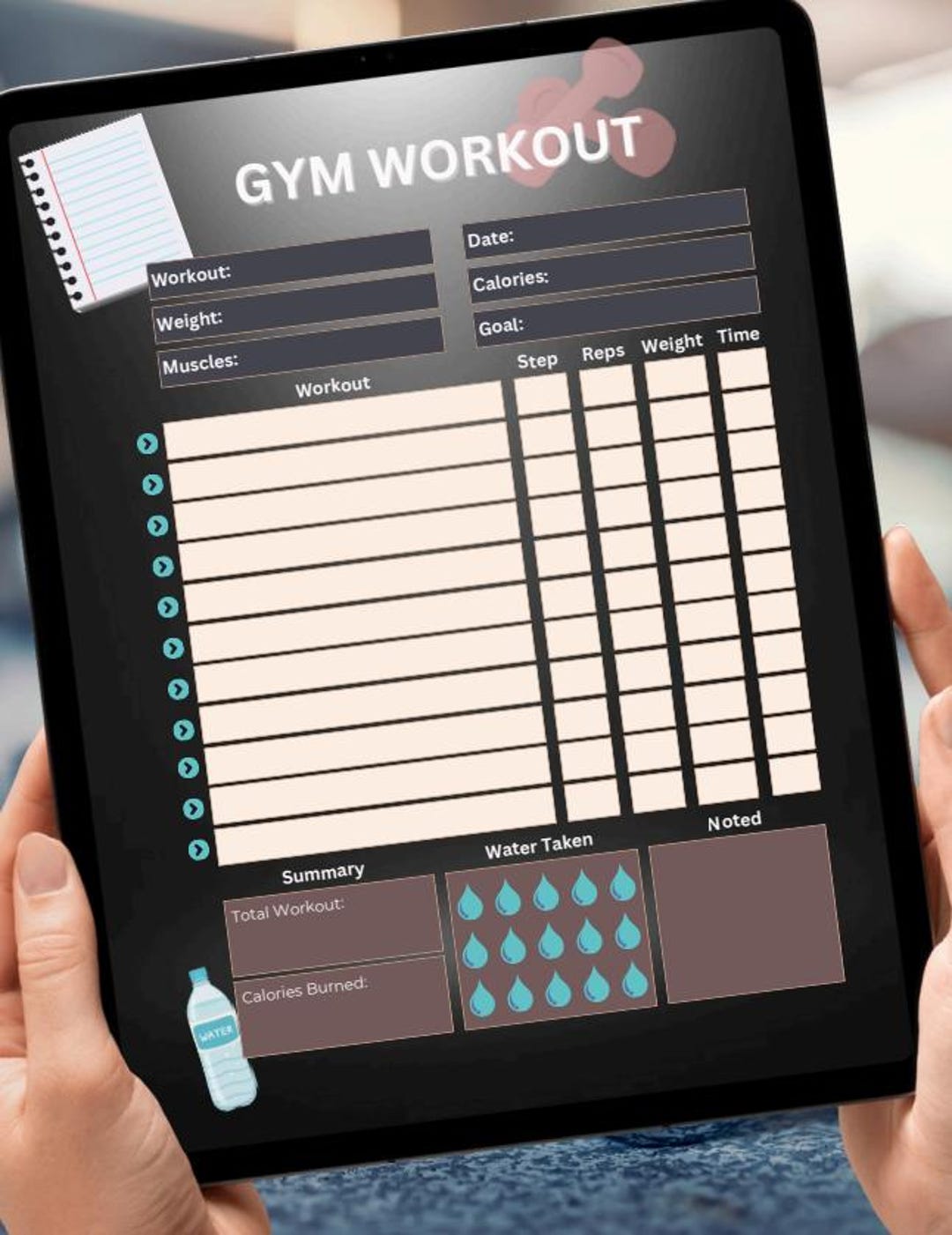 Simple Fitness Planner, Modern Dark Theme, Weight Journal, Workout ...